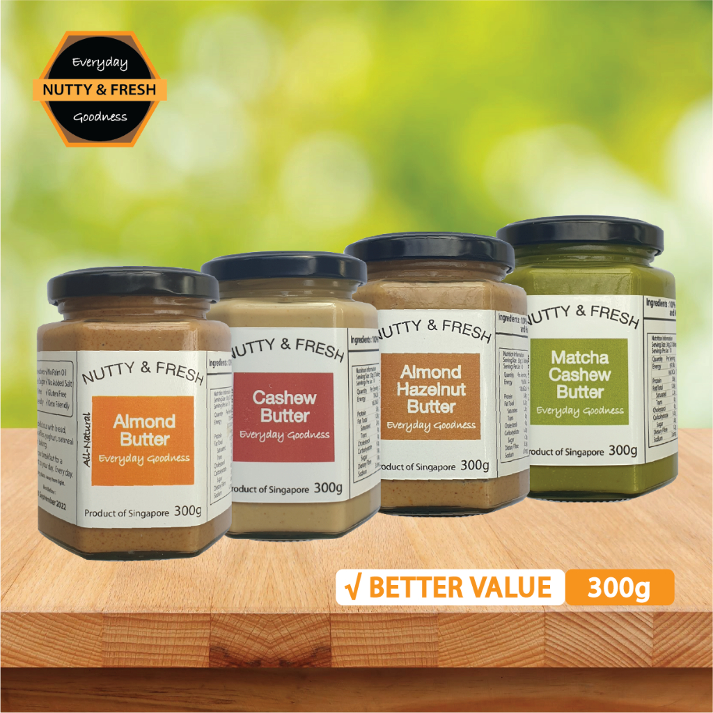 Nutty & Fresh Nut Butter (300g) - Almond / Cashew / Almond Hazelnut ...