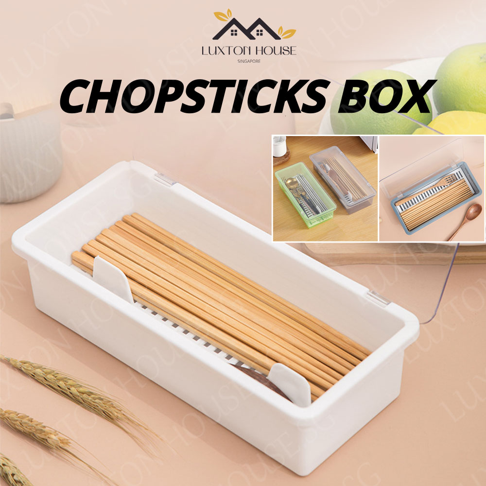 {SG} Chopsticks Box with Cover Kitchen Cutlery Storage Drain Box Cutlery Drainer Spoon Holder ...
