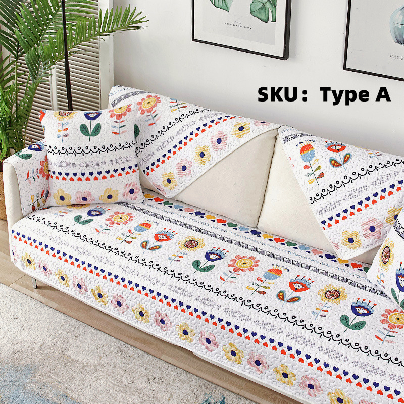{SG} Non-slip Cotton Fabric Sofa Cover L Shape Sofa Cover Protector Cushion Covers Sofa Couch ...