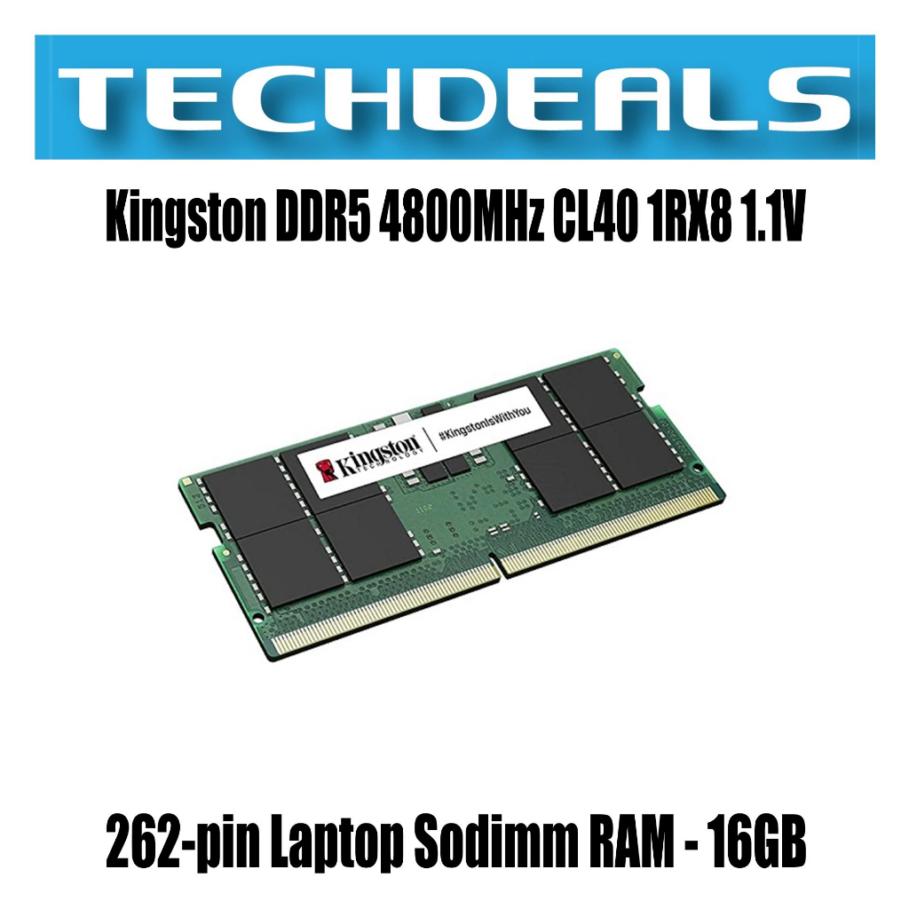 Kingston DDR5 4800MHz CL40 1RX8 1.1V 262-pin Laptop Sodimm RAM - 16GB ...