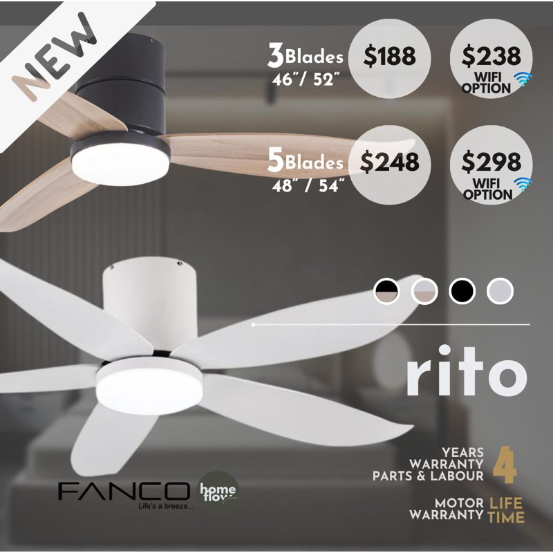 FANCO RITO w/ WIFI OPTION CEILING FAN (NEW LAUNCH) | Shopee Singapore