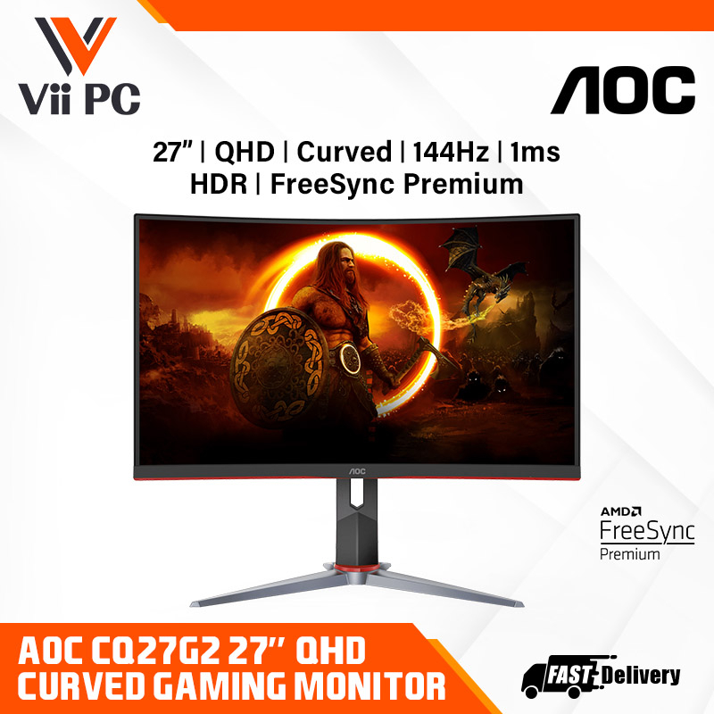 AOC CQ27G2 27 INCH QHD 2K 144HZ 1MS CURVED Gaming Monitor FreeSync ...