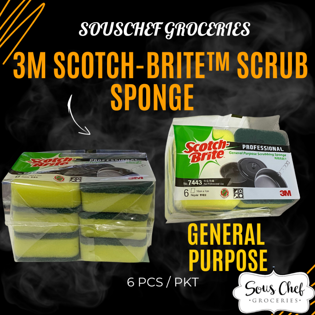 3M SCOTCH BRITE SCRUB SPONGE 10CM X 7 CM GENERAL PURPOSE SCRUBBING ...