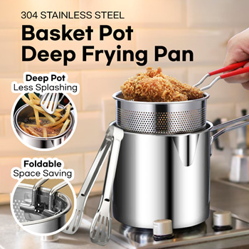 Basket Pot Fryer Fry Deep Frying steel Stainless Fish Strainer French ...