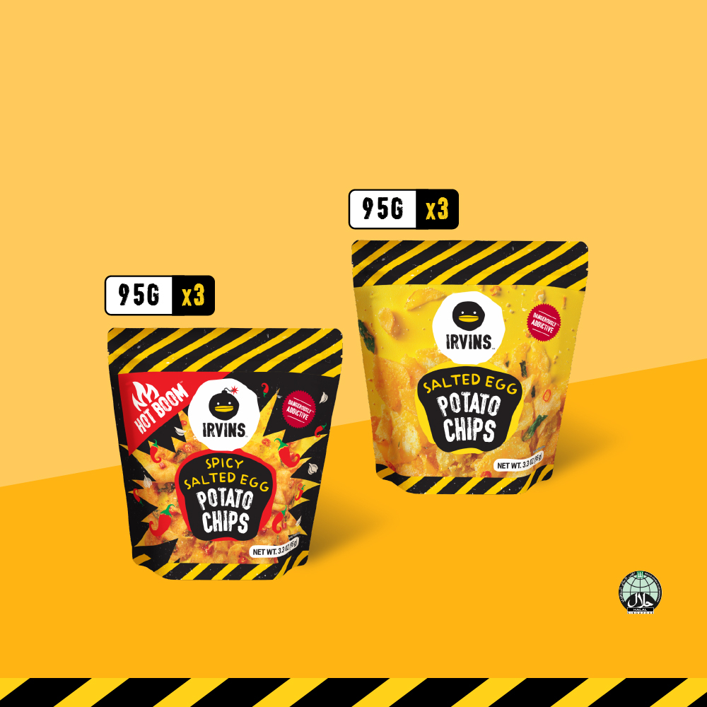 IRVINS Salted Egg Potato Chips & Hot Boom Potato Chips (3xHBPC95 ...