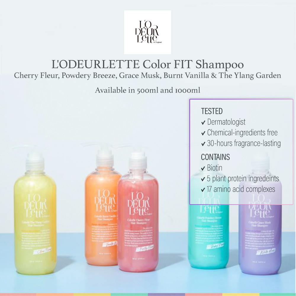 L'ODEURLETTE Color FIT Shampoo 1000ml (Cherry, Powdery Breeze, Grace ...
