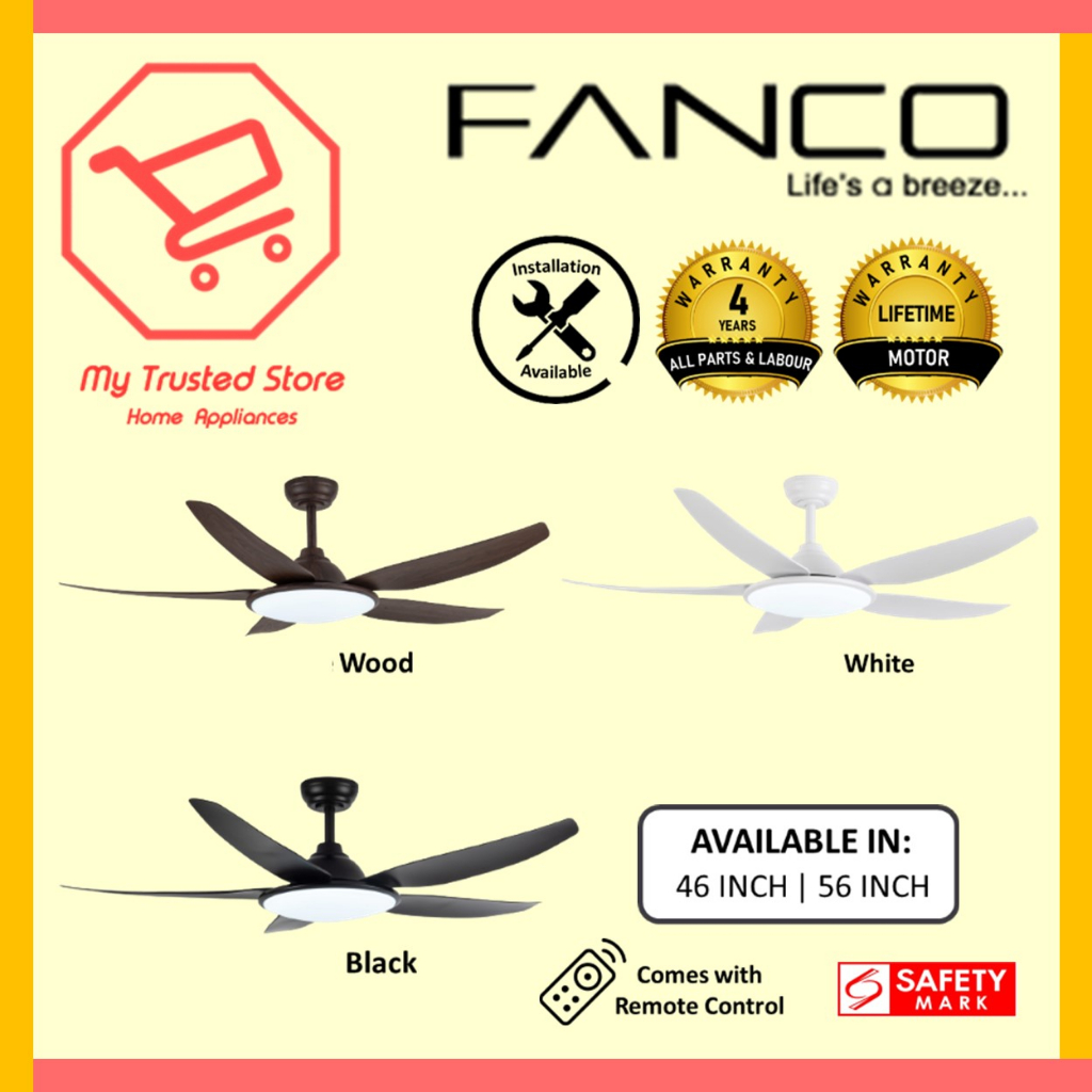 Fanco Tributo DC Motor Ceiling Fan with 3 Tone 36W Ultra Bright LED ...