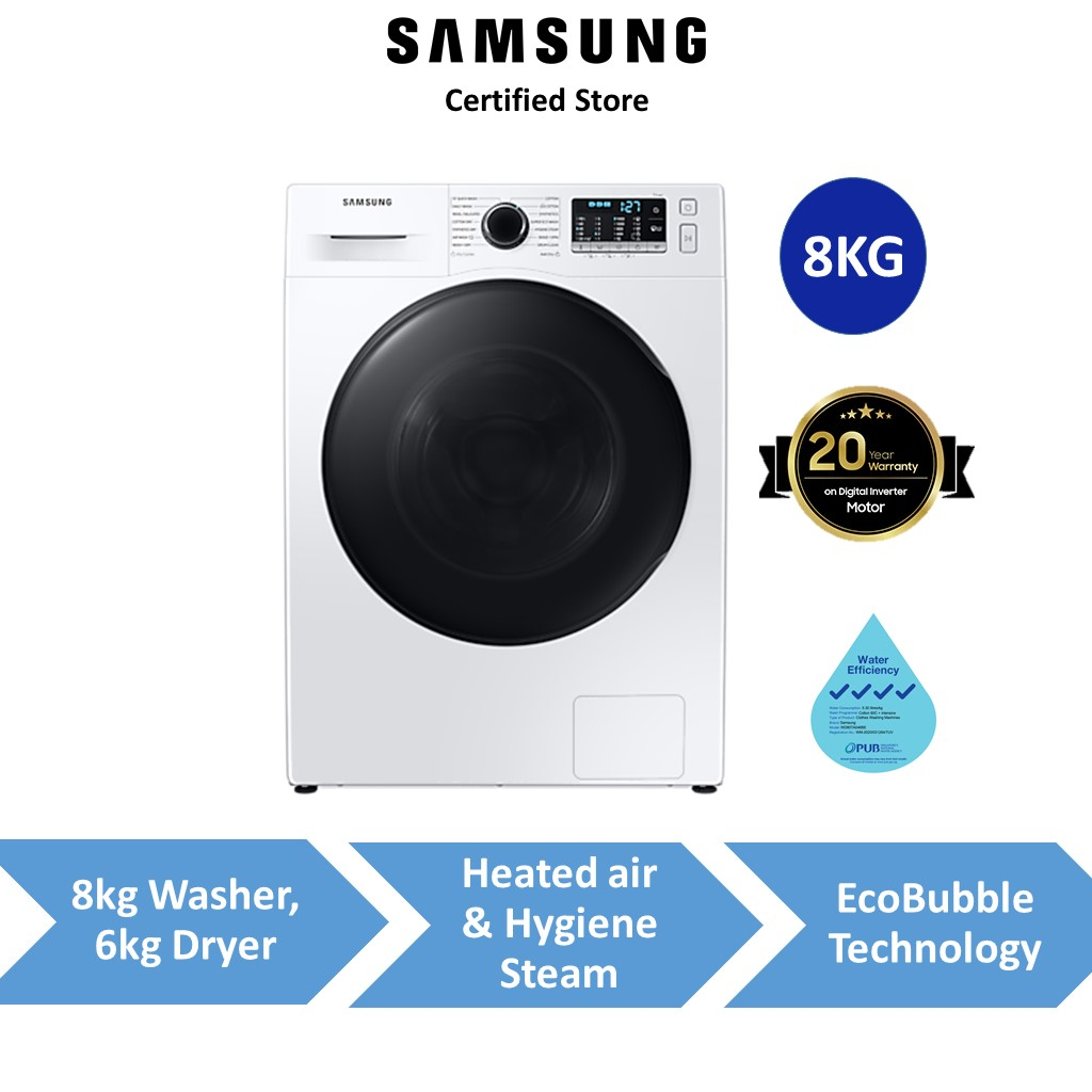 Samsung WD80TA046BE/SP Combo 8kg Washer + 6kg Dryer | EcoBubble ...