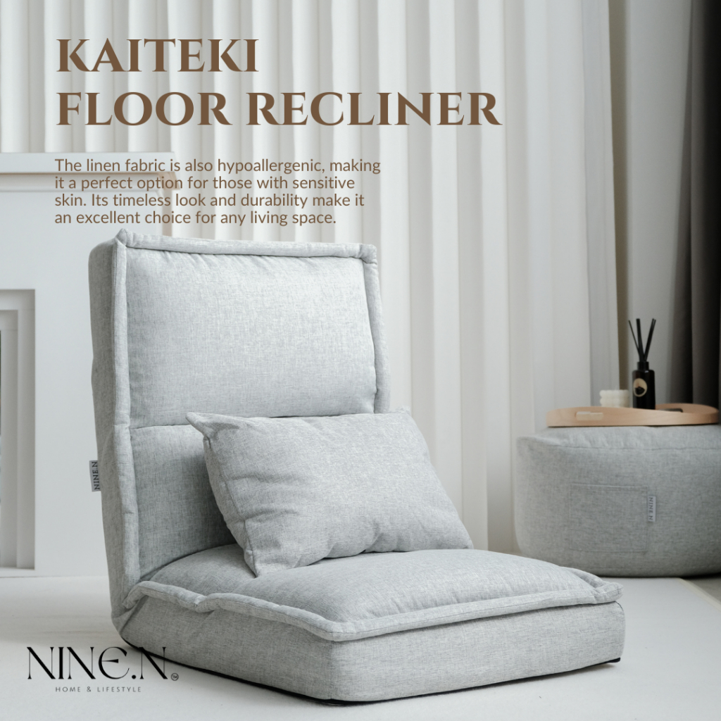 NINE.N Kaiteki Floor Recliner - Linen Portable Recliner Chair Sofa ...