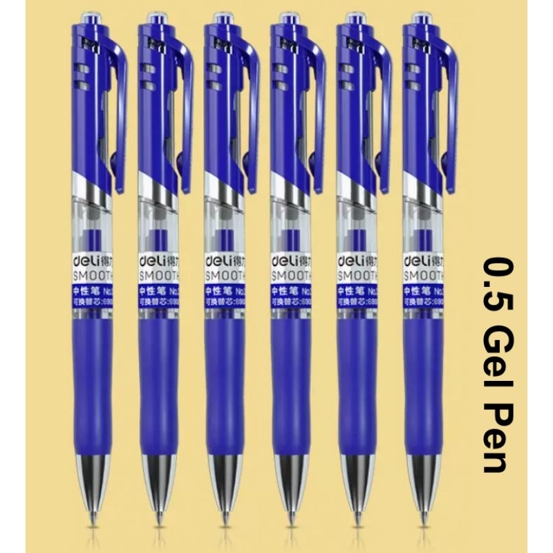 DELI 0.5 Gel Pen 12pc-Bundle Blue Red Black 10pc-Refills | Shopee Singapore