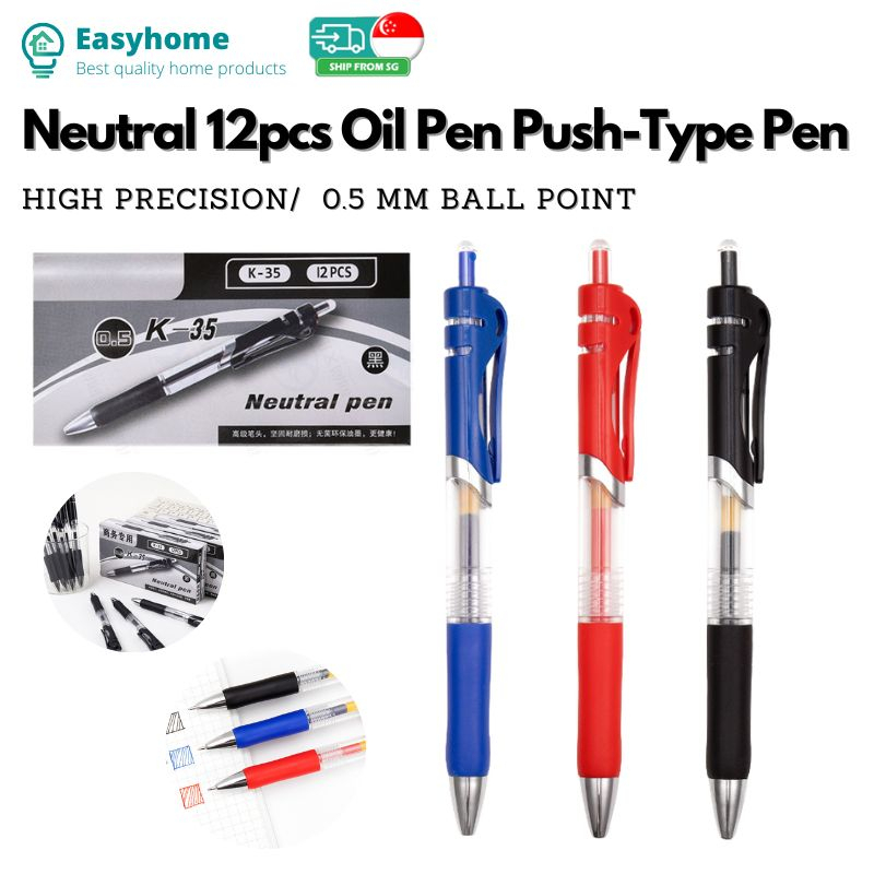 Gel Pen 12Pcs Retractable Black/red/blue ink Colored 0.5 mm Neutral Oil ...