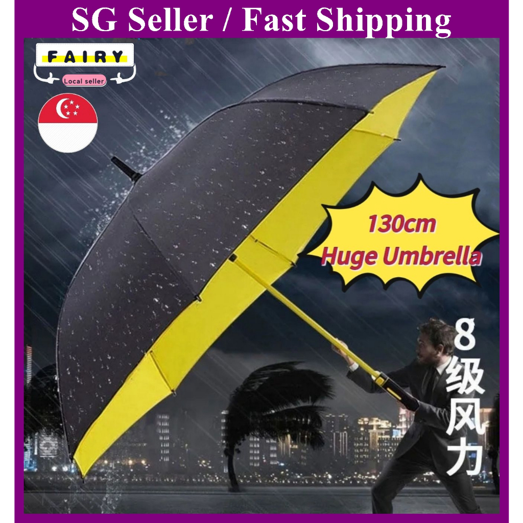 (SG Seller) 130cm Automatic Huge Umbrella 2-3 Person Large Umbrella 8 ...