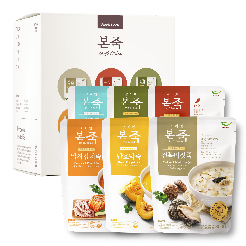 BONJUK Rice Porridge, 6 Packet Meal Kit (300g each) – Abalone ...