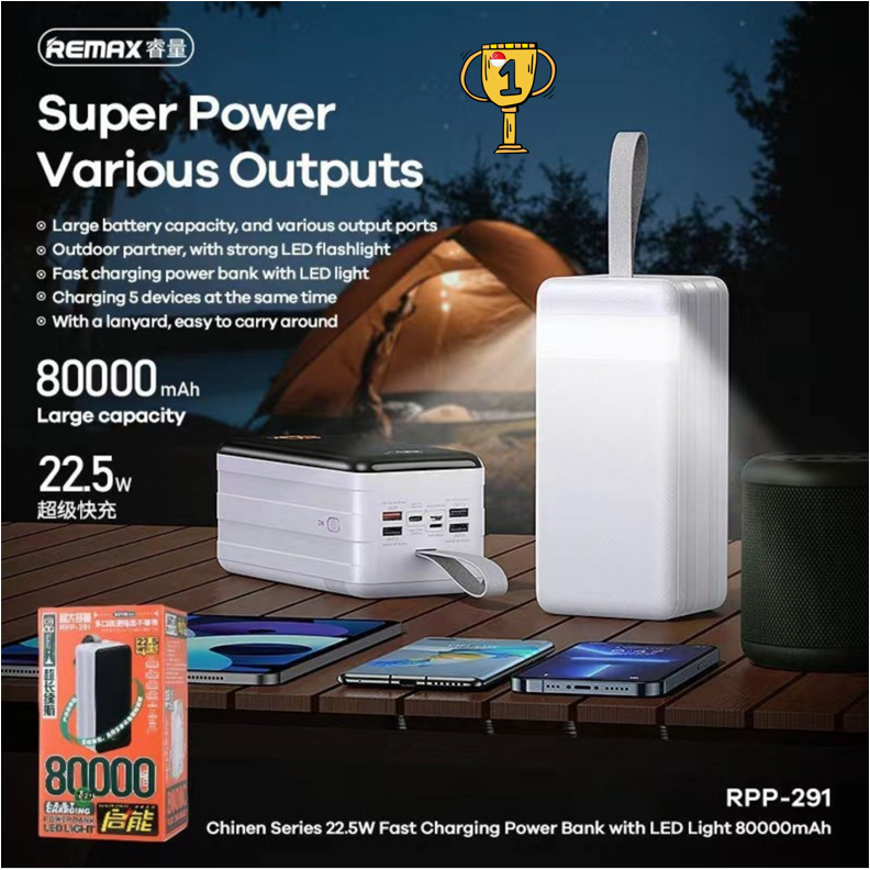 REMAX RPP-291 RPP-566 80000mAh Hoco Fast Charging 22.5W PD 20W Powerbank Large Capacity / RPP ...