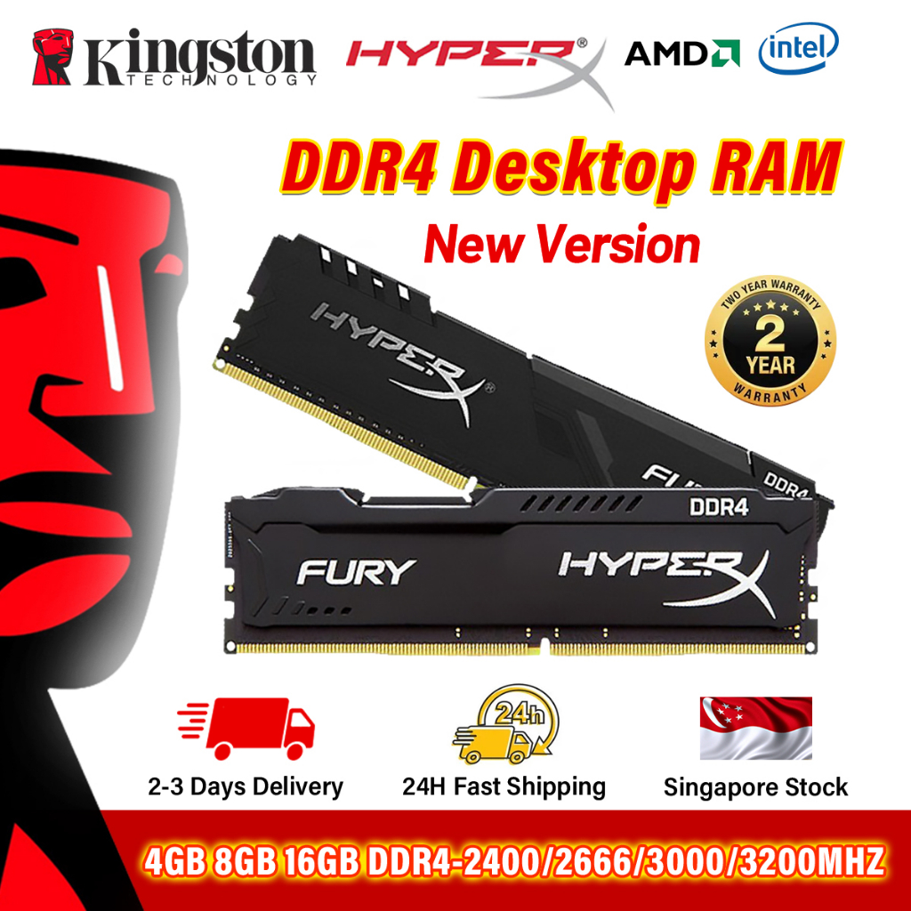 [sg Stock] Kingston Hyperx Fury Ddr4 8gb 16gb 4gb Ddr4 2400 2666 2133