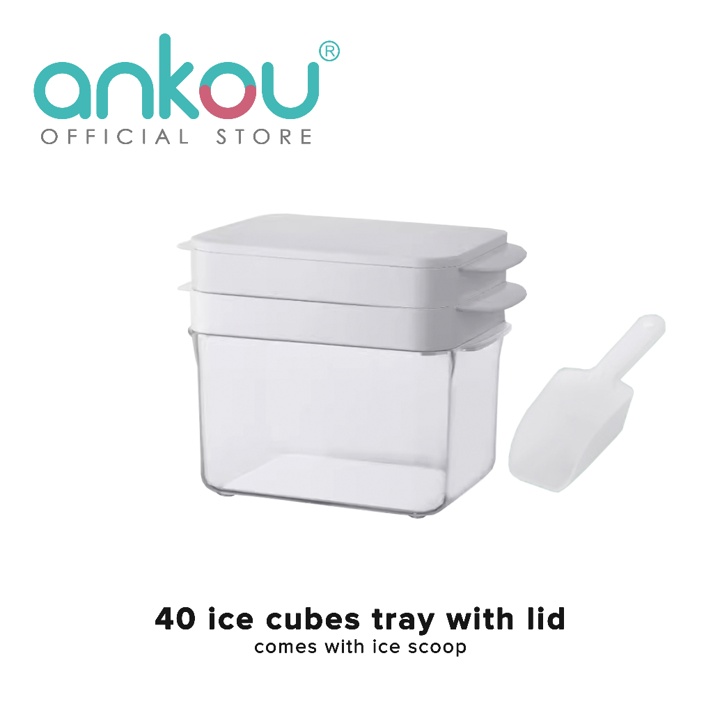 ANKOU Ice Cubes Tray - 20 / 40 Ice Cube Tray Mold with Lid | Shopee ...