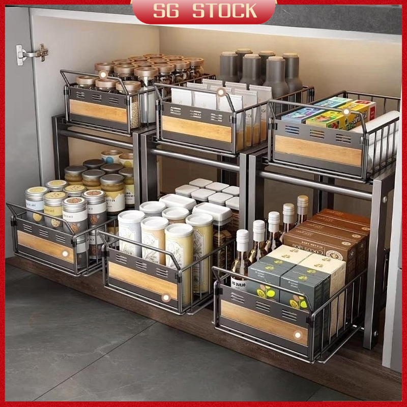 [SG STOCK] Kitchen sink storage rack//multi-layer pull-out storage rack ...