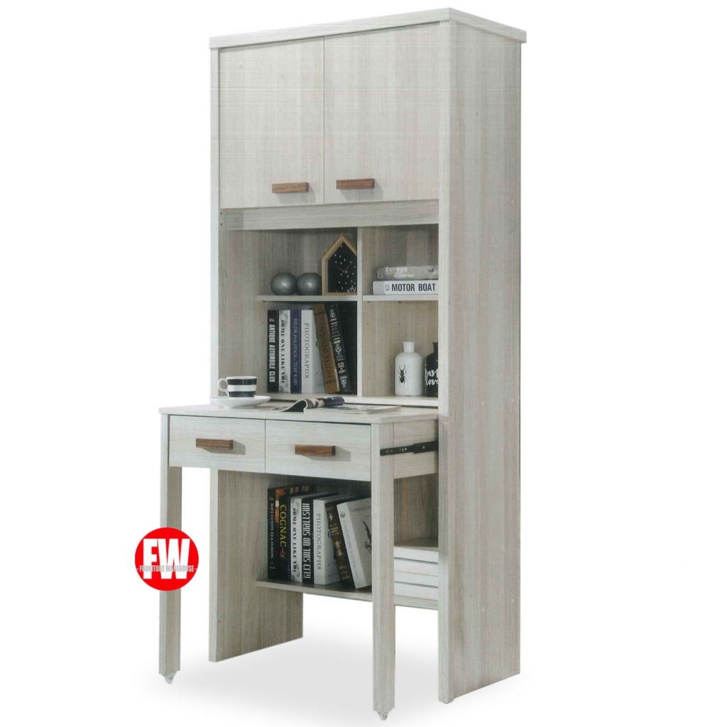 Extendable Study Table with Shelving / Home Office Desk / Study Desk ...