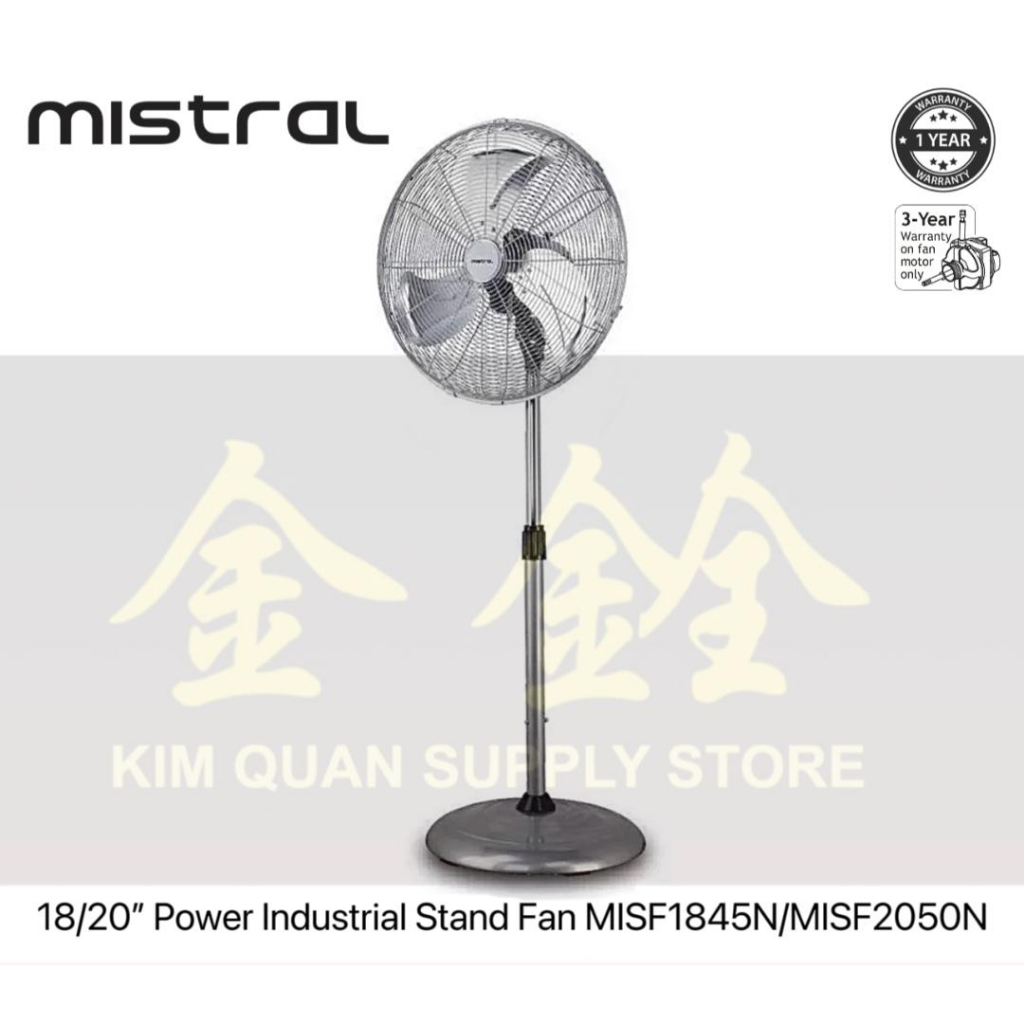 Mistral 18' or 20" Power Industrial Stand Fan MISF1845N | MISF2050N (3 ...