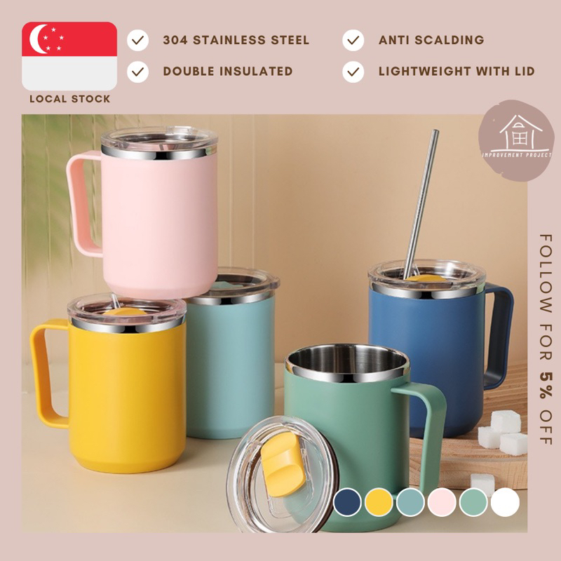 [SG STOCKS] Aesthetics Stainless Steel Mug/ Light Weight Drinking Mug ...