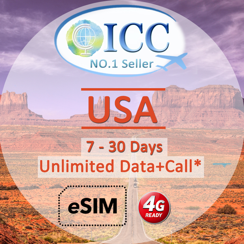 ICC_eSIM USA 5-30 Days Unlimited Data+Call*/Daily Plan can Top up Reuse ...