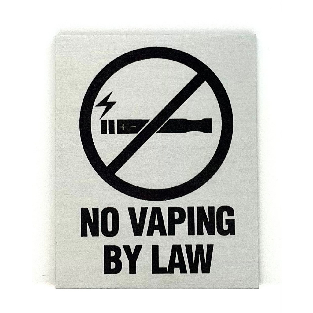 NO INHALE VAPOR BY LAW SIGNAGE | SILVER HAIRLINE | ( 80mm x 100mm ...