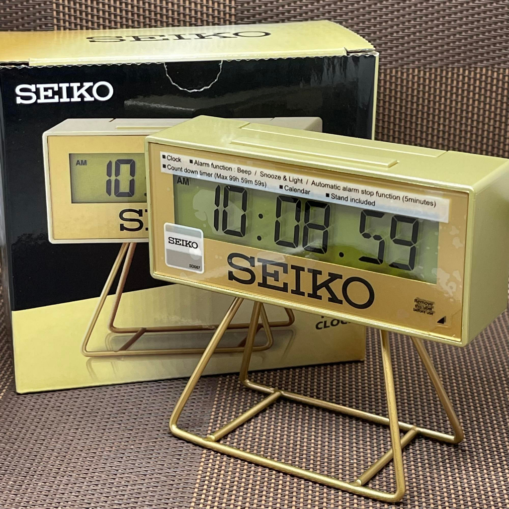 Seiko QHL087G Digital Gold Table Clock Limited Edition Sport Stopwatch ...