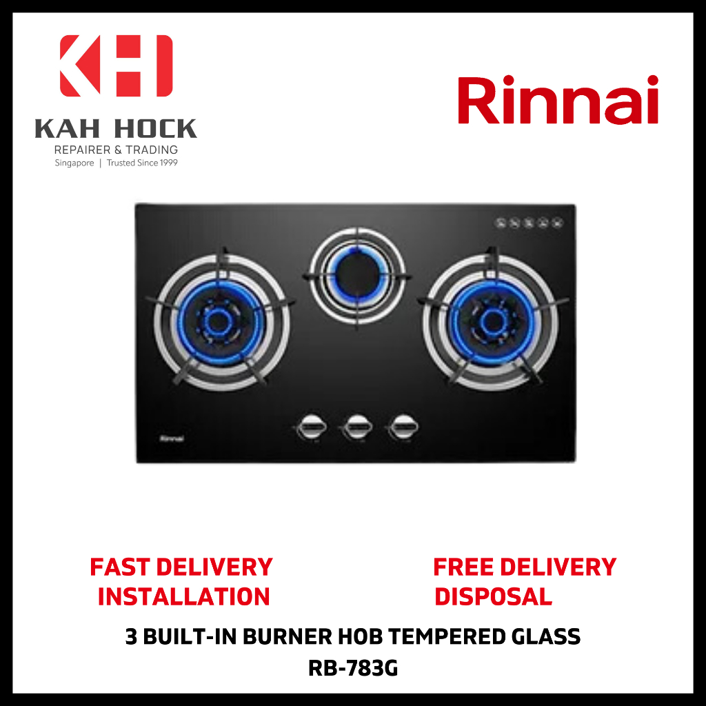 RINNAI RB-783G 3 BURNER BUILT-IN HOB TEMPERED GLASS TOP PLATE - 2 YEAR ...