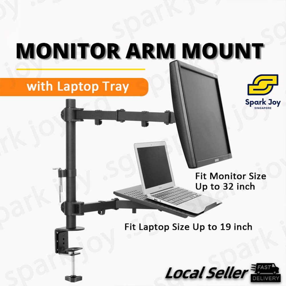【SG】Monitor Stand Monitor Arm with Laptop Tray Holder Bracket Fully ...