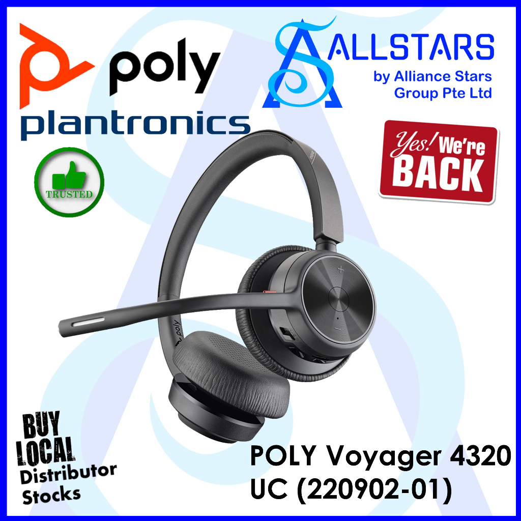 POLY Voyager 4320 UC MS Teams Wireless Headset / Acoustic Fence ...