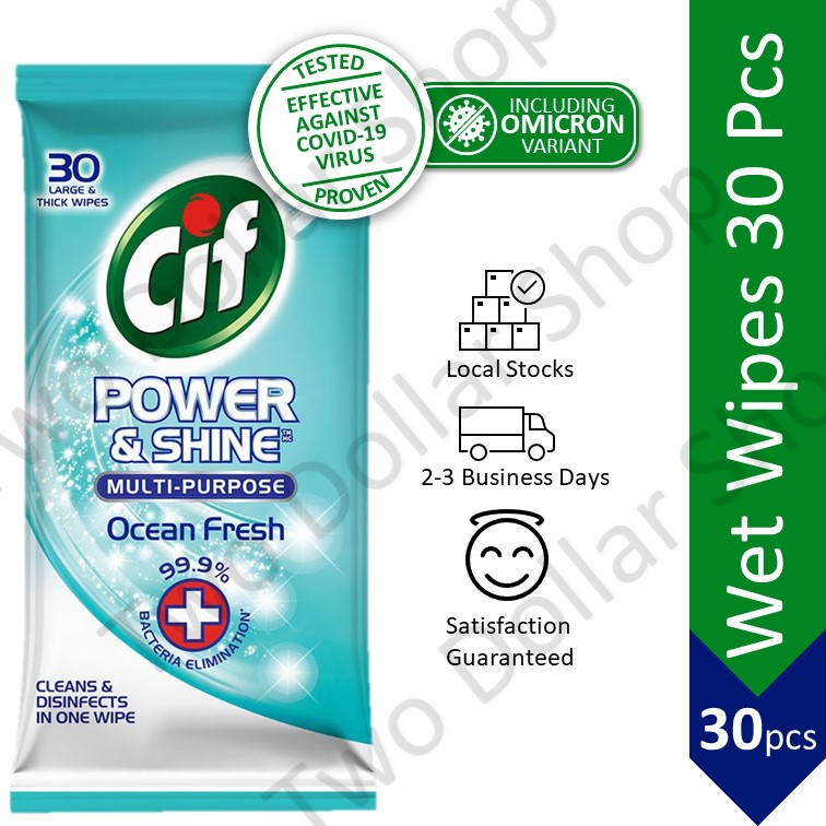 Cif Power & Shine Wet Wipes Multi-Purpose Antibacterial Bacteria ...
