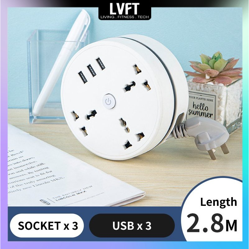 UK Plug 2.8M Multi Port Extension Cord Power Strip Surge Protector ...