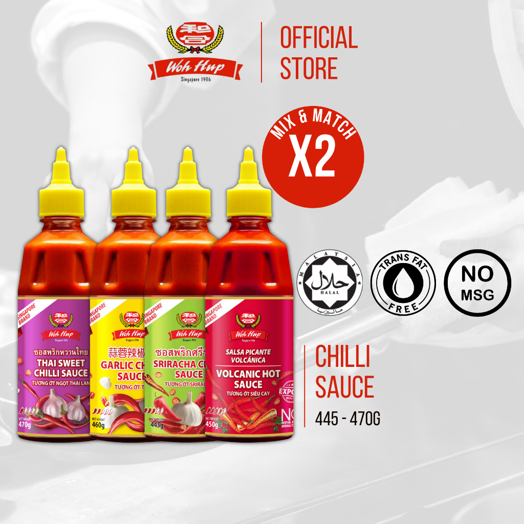 [Woh Hup][Mix n Match][2 Packs] Volcanic Hot 450g / Sriracha Chilli 445g / Garlic Chilli 460g ...