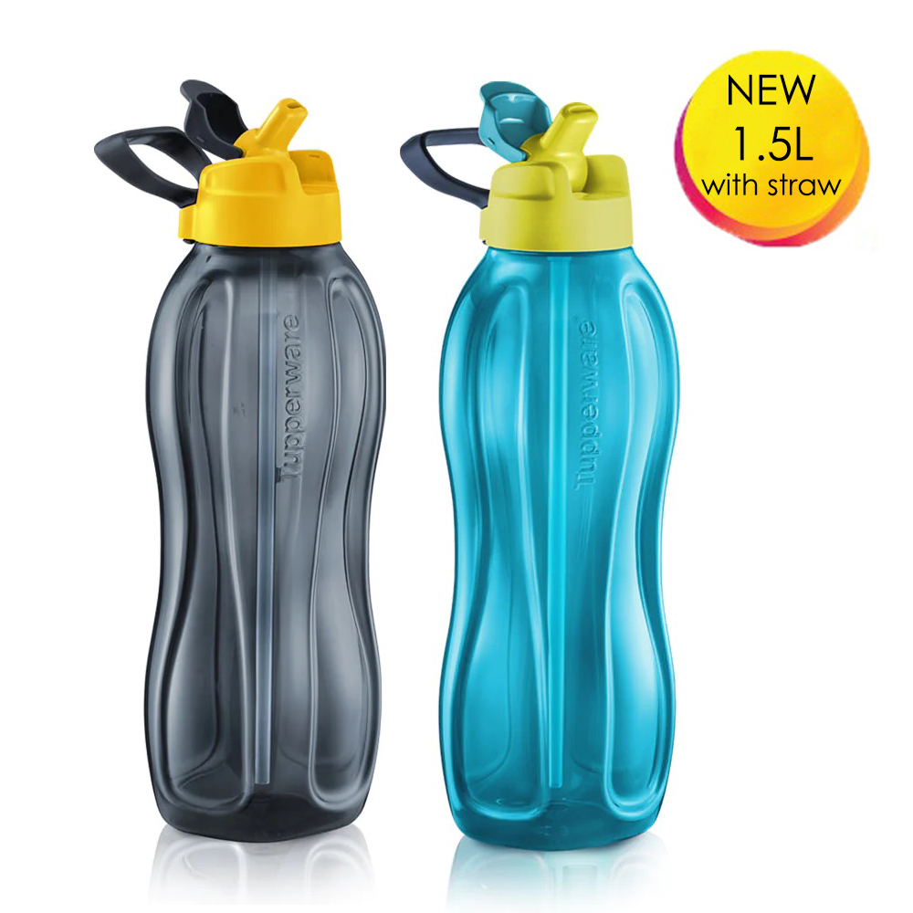 Authentic Tupperware 1.5L Eco Water Bottle With Straw (Free Handle ...