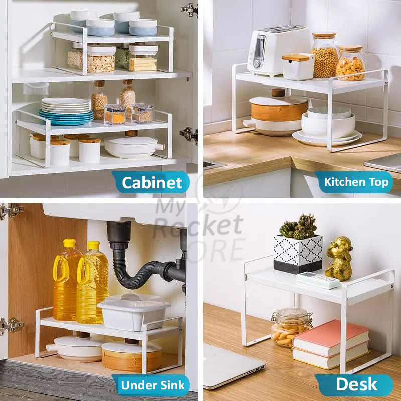Adjustable Kitchen Cabinet Divider Rack Stand | Organiser Extendable ...