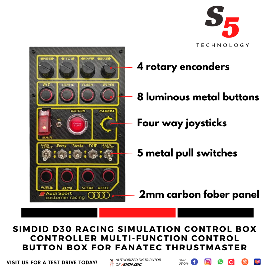 SIMDID D30 Racing Simulation Control Box Controller Multi-Function Control Button Box for ...