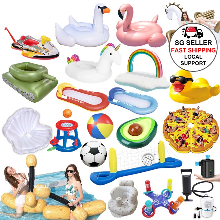 [SG Stock] WOODLES Inflatable Giant Swimming Float Pizza Unicorn Duck ...