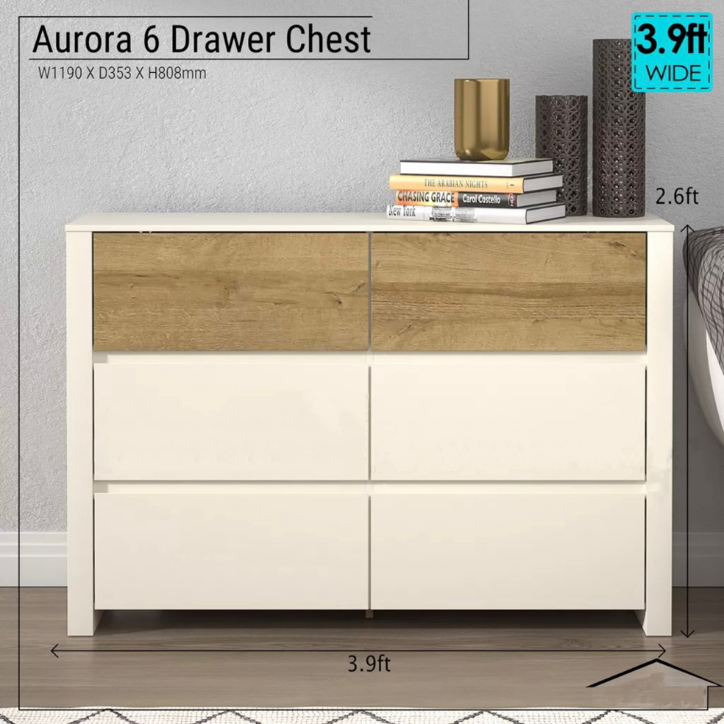 Luxe: Aurora 6 Drawer Chest | Storage Cabinet Organiser | Chest of ...