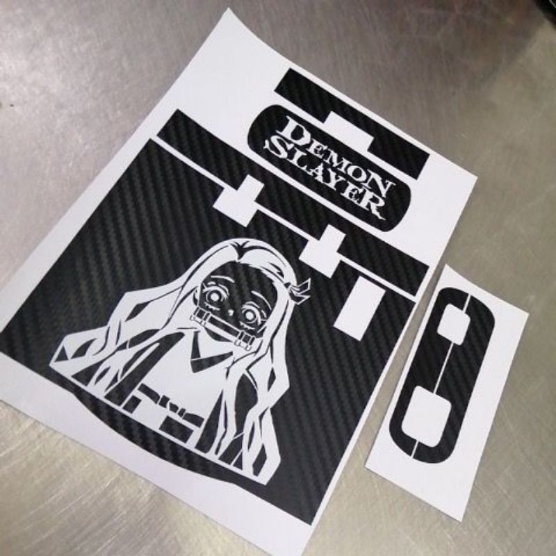 Motorcycle slim iu carbon fiber stickers. demon slayer design. | Shopee ...