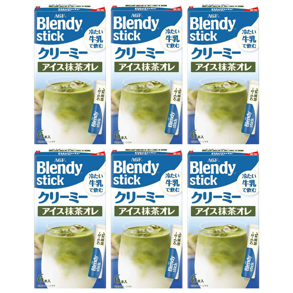 AGF Blendy Stick Creamy Iced Matcha Green Tea Au Lait 6 pcs x 6 boxes ...