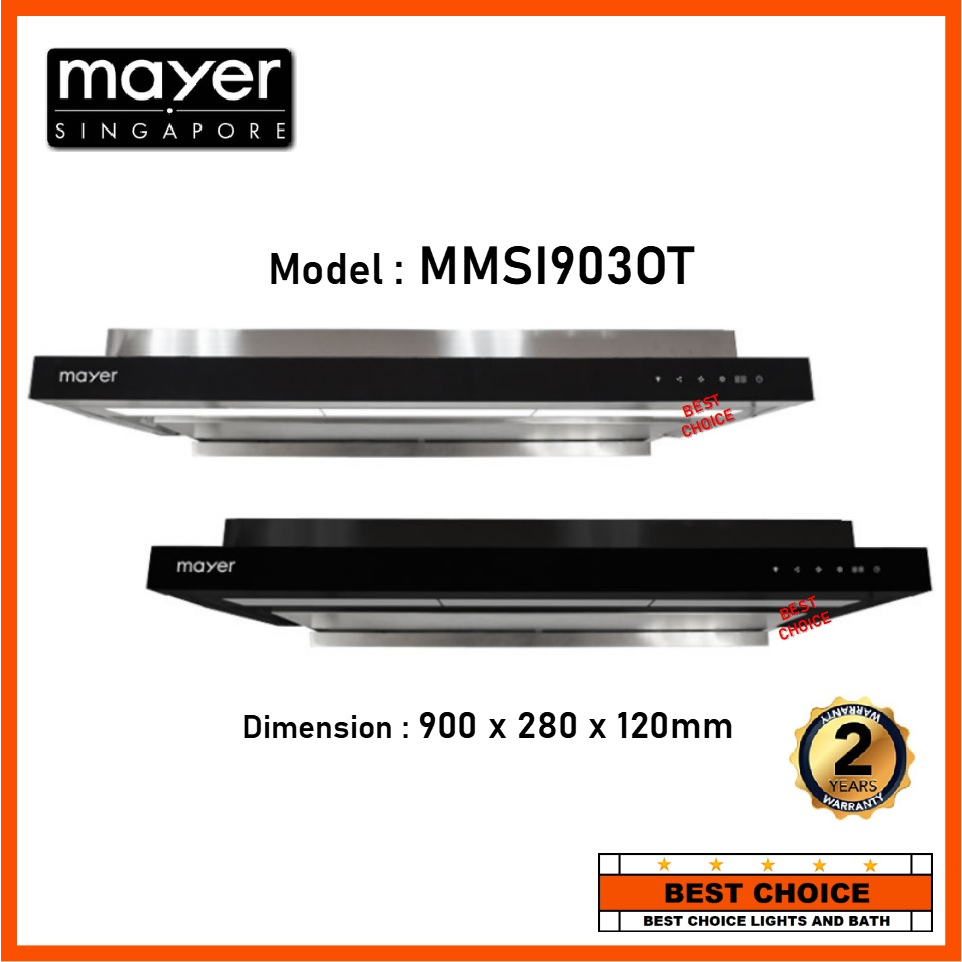 Mayer 90cm Semi-integrated Hood with Oil Tray MMSI903OT - Silver ...