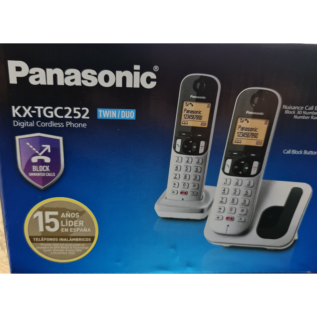 PANASONIC KX-TGC252 Duo Digital Cordless Phone (Silver) | Shopee Singapore