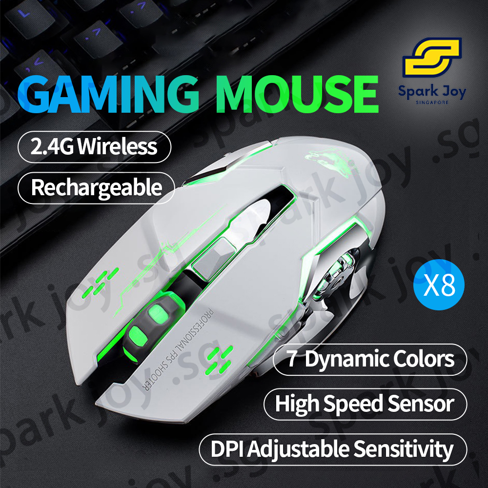 【SG】2.4GH LED Wireless Gaming Mouse Mice X8 Silent 1600DPI Adjustable ...