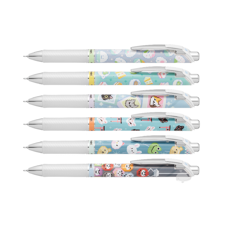 Pentel Energel BLN75KW Kawaii+ Pixel Art S2 0.5mm Gel Roller Pen (Blue ...