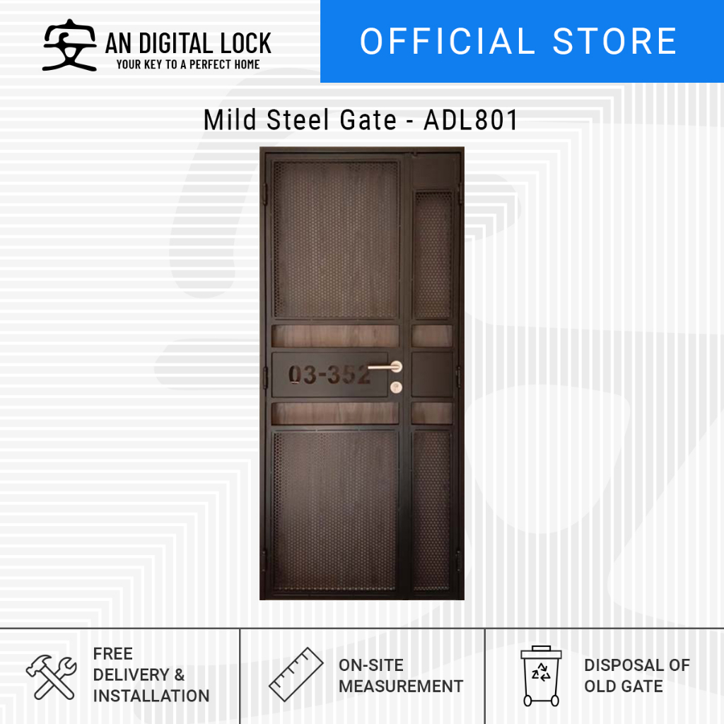 Mild Steel HDB Metal Gate (ADL801) | AN Digital Lock | Shopee Singapore