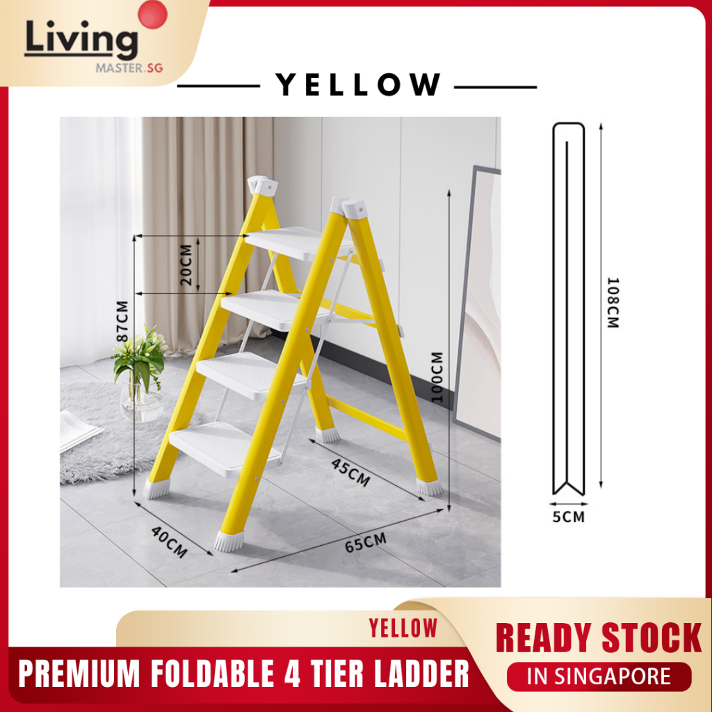 Stool Step Foldable Ladder - 4 Tier Household Office Ladders ...