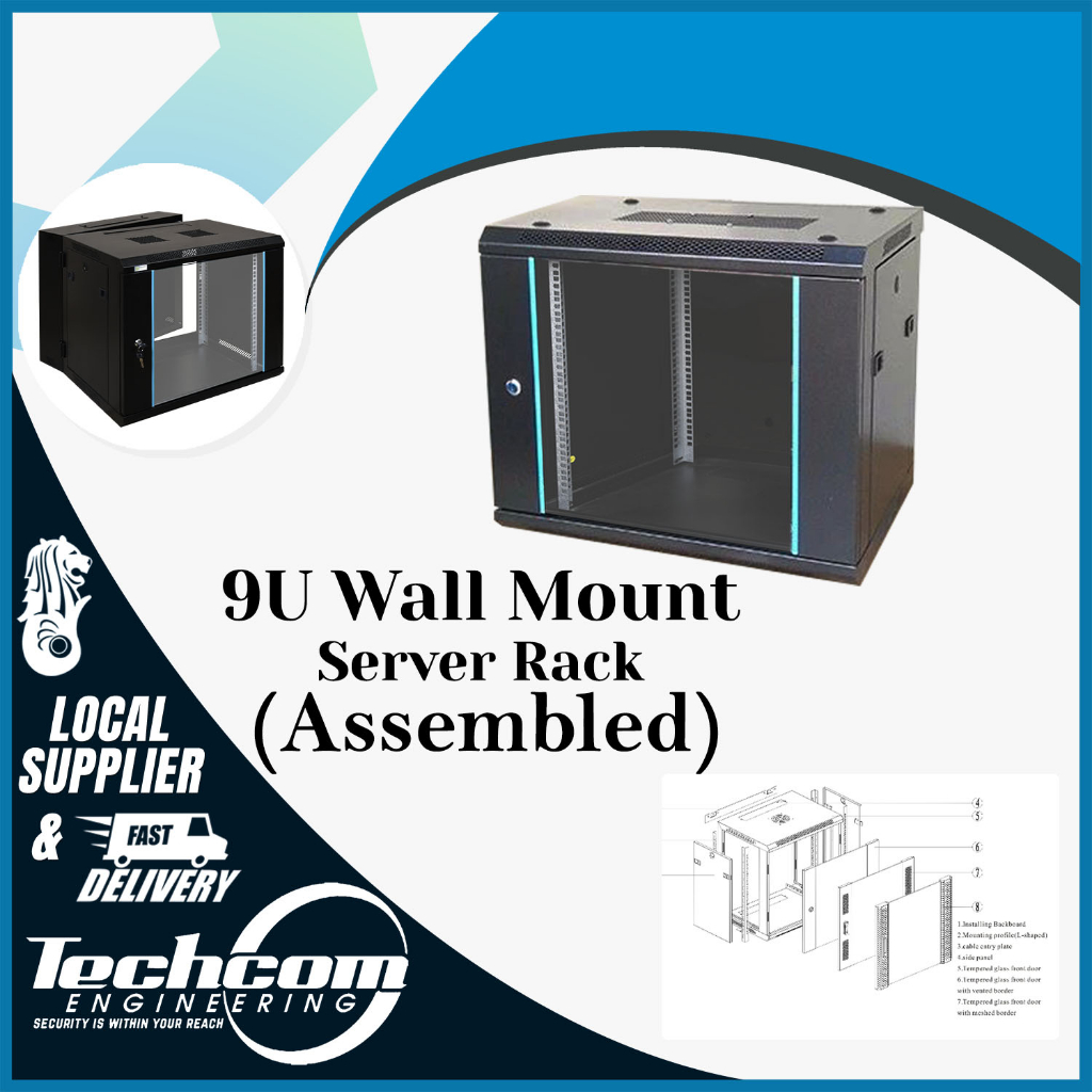 9U Server Rack Network Cabinet Wall Mounted Data Rack (Assembled ...