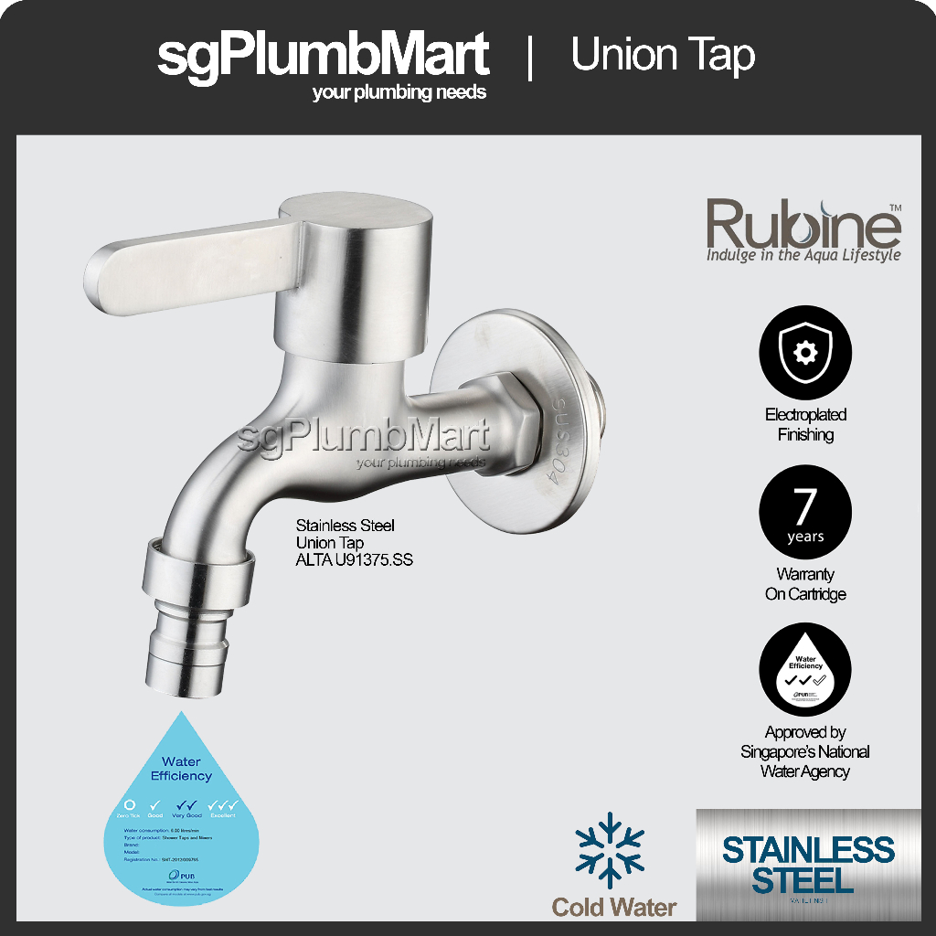 Rubine x sgPlumbMart Alta Matte Stainless Steel Union Tap U91375.SS ...