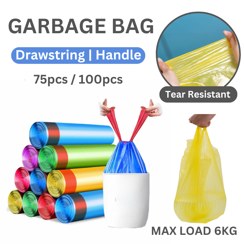 [SG] IMP HOUSE Drawstring Garbage Bag / Handle Garbage Bag 75pcs/100pcs ...