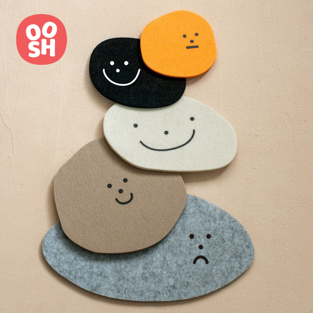 A set of 5 Cute Felt Emoji Coasters (** free normal mail) | Shopee ...